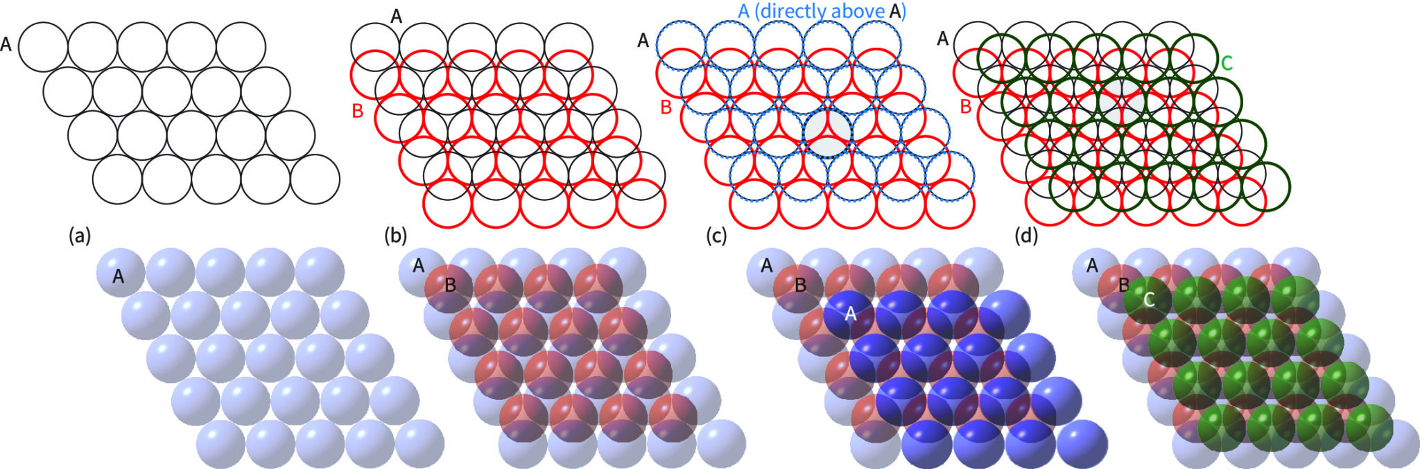 Formation of two close-packed polytypes (hcp and ccp)